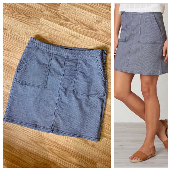 Prana | Skirts | Prana Kara Denim Conductor Stripe Skirt Blue White Sz ...